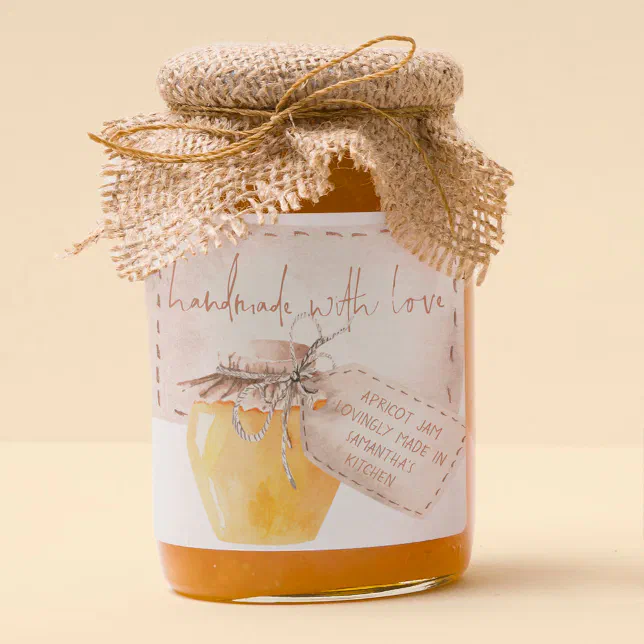 Apricot Jam Label Homemade with Love Name | Zazzle