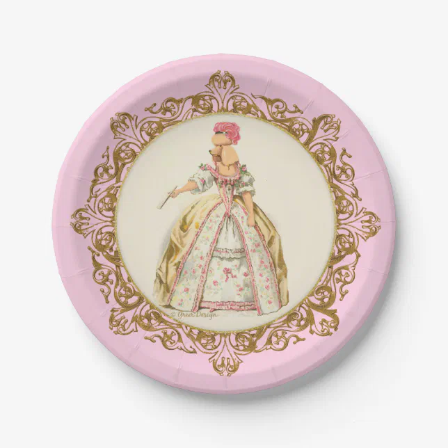 Apricot Poodle Marie Antoinette Paper Plates | Zazzle