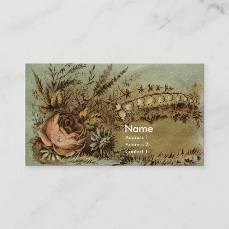 Apricot Rose & Lily of the Valley Victorian Business Card | Zazzle