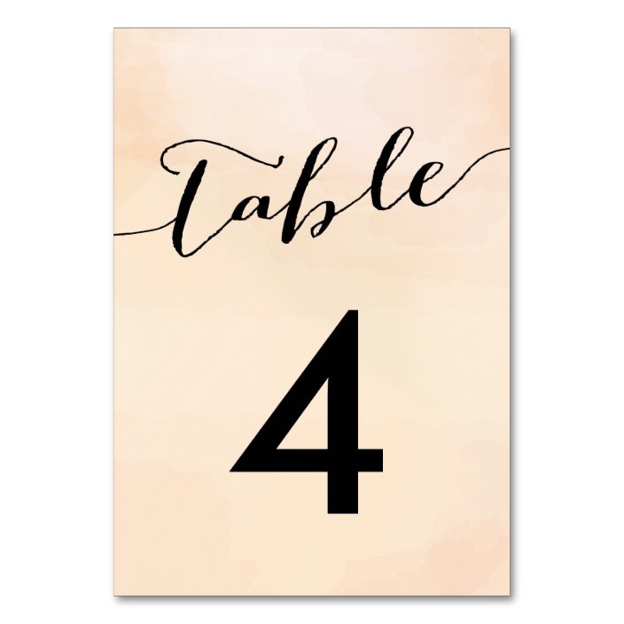Apricot Watercolor Wedding Table Number Cards | Zazzle.com