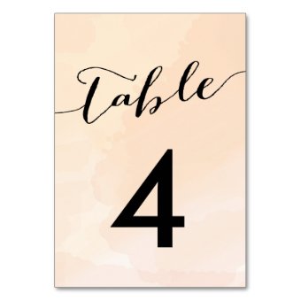 Apricot Watercolor Wedding Table Number Cards | Zazzle