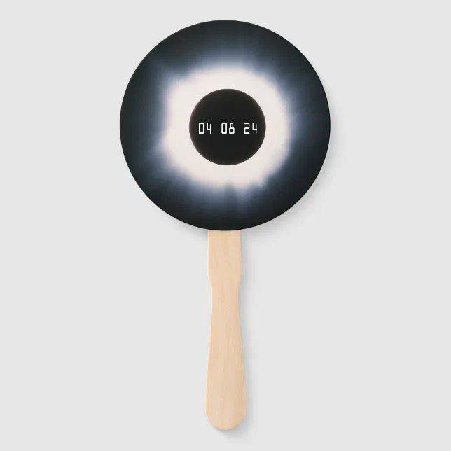 April 2024 Total Solar Eclipse in Black and White Hand Fan | Zazzle