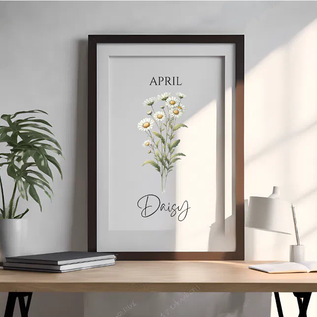 April Birth Month Daisy Floral Poster | Zazzle