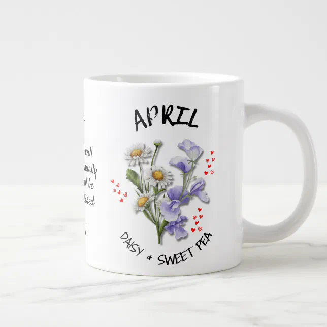 APRIL Birth Month Flower Christian Custom Name Giant Coffee Mug | Zazzle