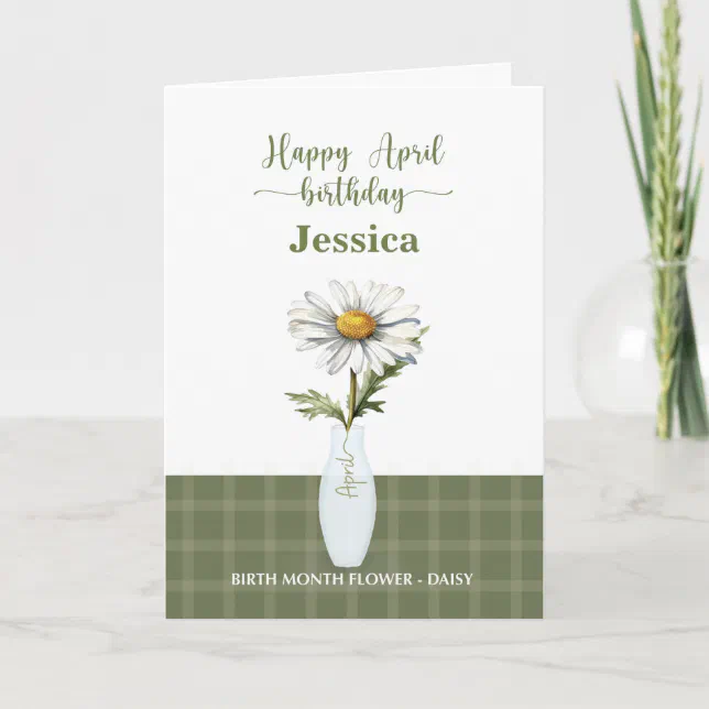 April Birthday Birth Month Flower Daisy Card | Zazzle