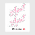 April Decorative Name in Pink x2 Sticker | Zazzle