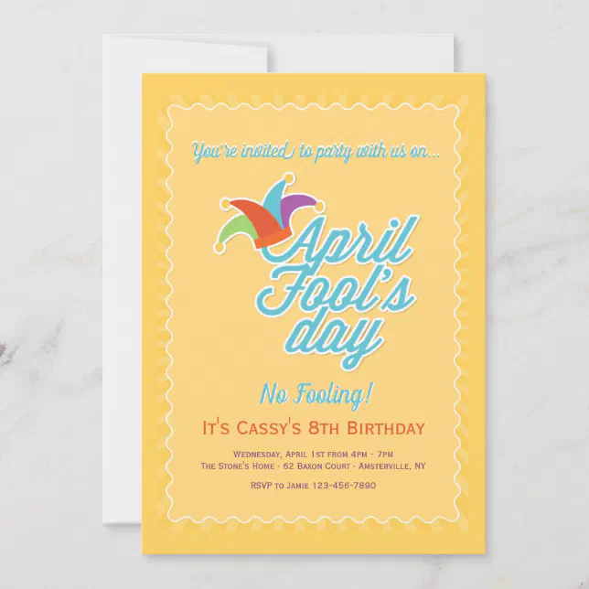 April Fool's Day Birthday Party Invitation | Zazzle