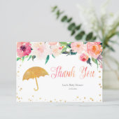 April Shower Umbrella Floral Thank You card | Zazzle