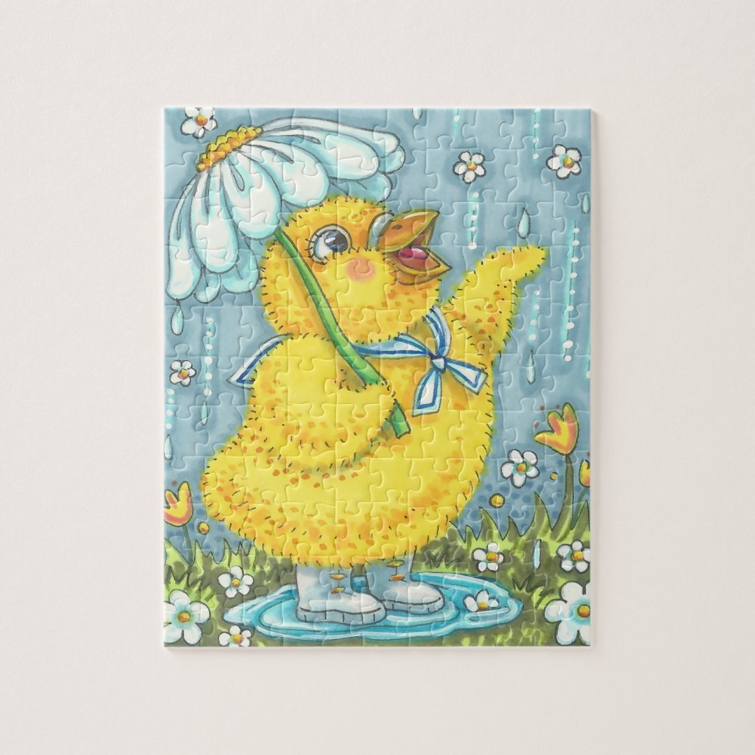APRIL SHOWERS BABY CHICK, SPRING EASTER PUZZLE | Zazzle