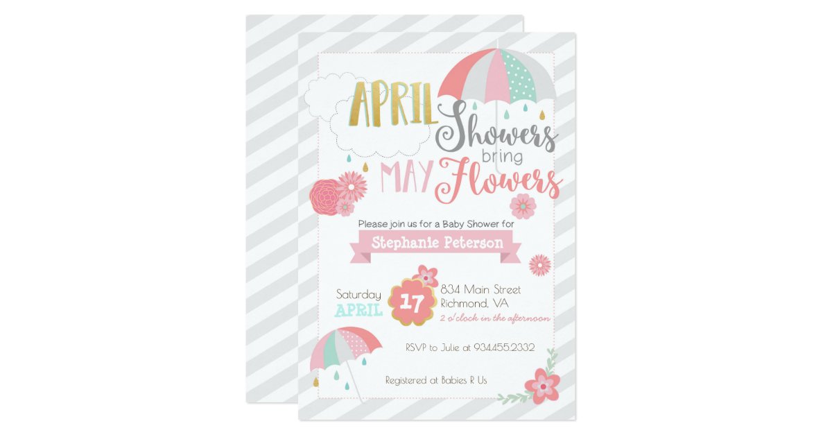April Showers Baby Shower Invitation | Zazzle.com