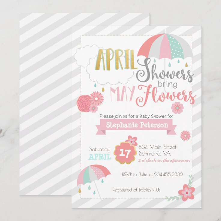 April Showers Baby Shower Invitation | Zazzle