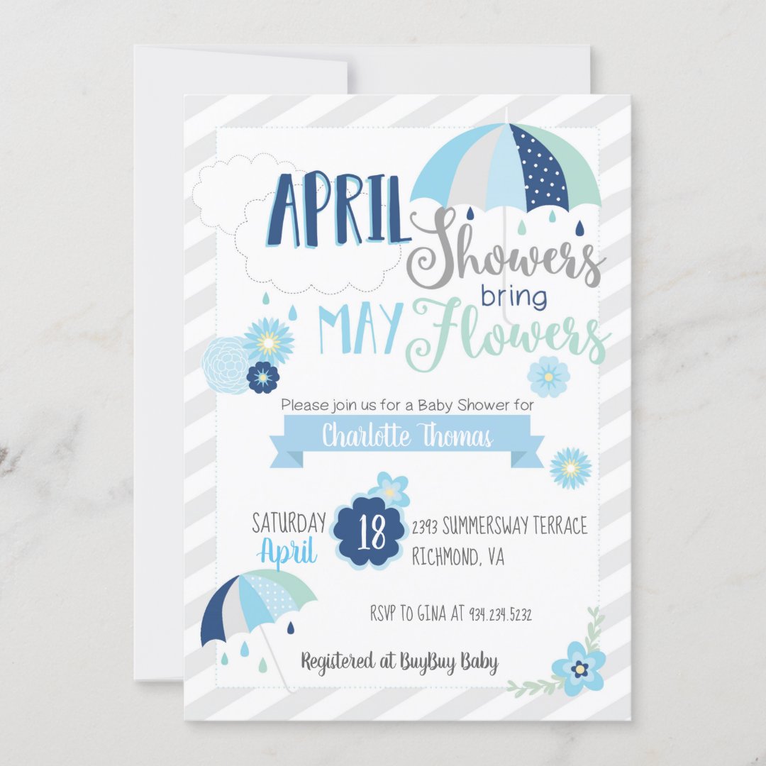 April Showers Baby Shower Invitation | Zazzle