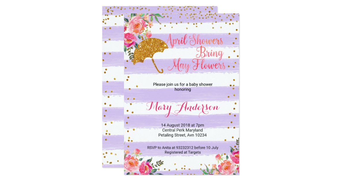 April Showers Baby Shower Invitation Lilac Purple | Zazzle.com
