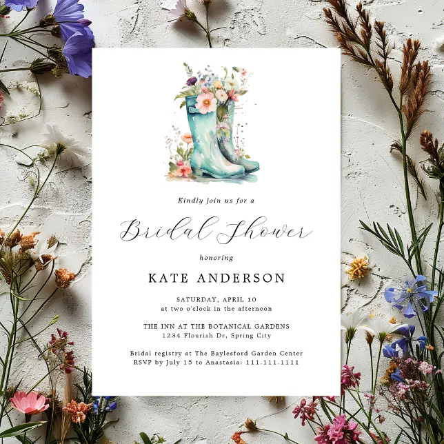 April Showers Bridal Shower Floral Garden Invitation | Zazzle