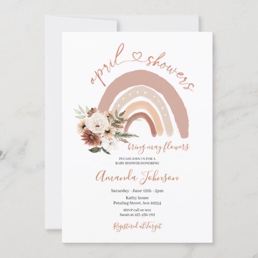 April Showers Bring May Flowers Boho Rainbow Invit Invitation | Zazzle