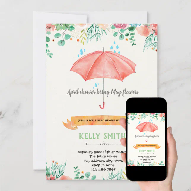 April showers bring May flowers invitation | Zazzle