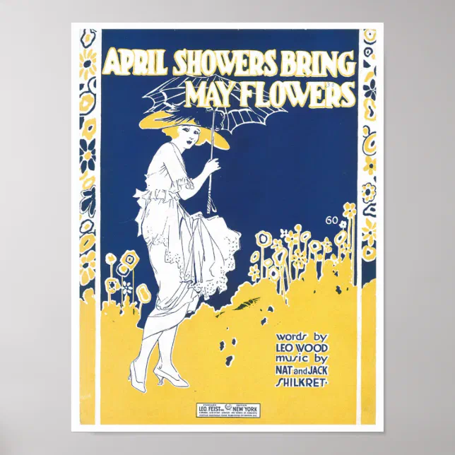 April Showers Bring May Flowers Songbook Cover Poster | Zazzle