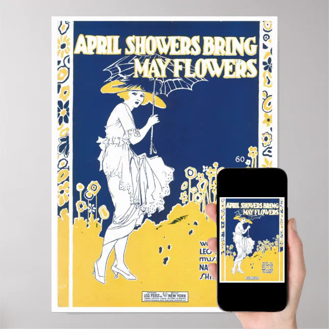 April Showers Bring May Flowers Songbook Cover Poster | Zazzle