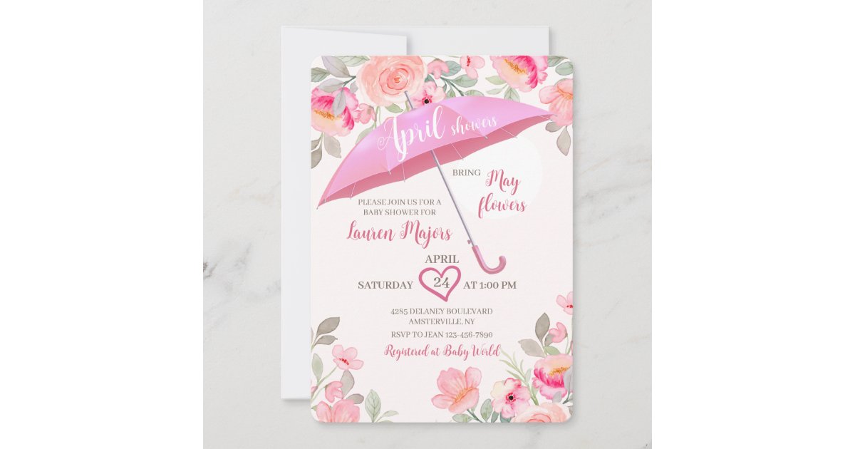 April Showers Umbrella Shower Invitation | Zazzle