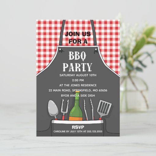 Apron BBQ Party Invitation | Zazzle