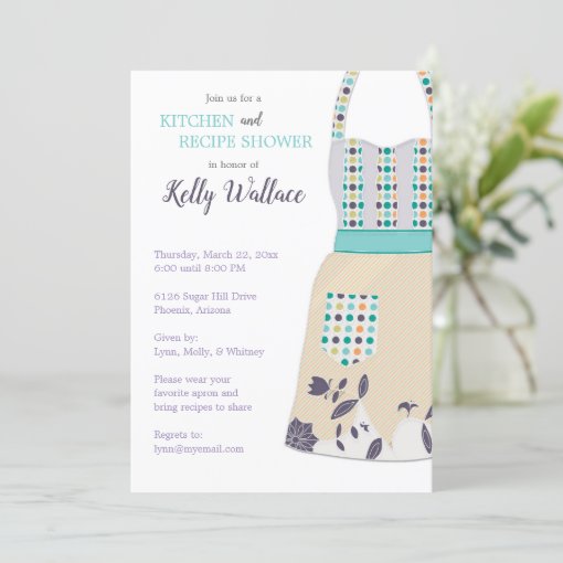 Apron Kitchen and Recipe Bridal Shower Invitation | Zazzle