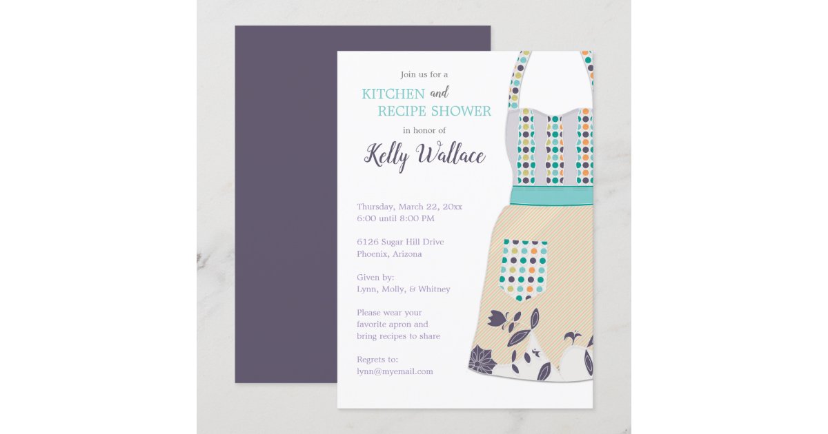 Apron Kitchen and Recipe Bridal Shower Invitation | Zazzle