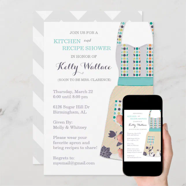Apron Kitchen and Recipe Shower Invitation | Zazzle