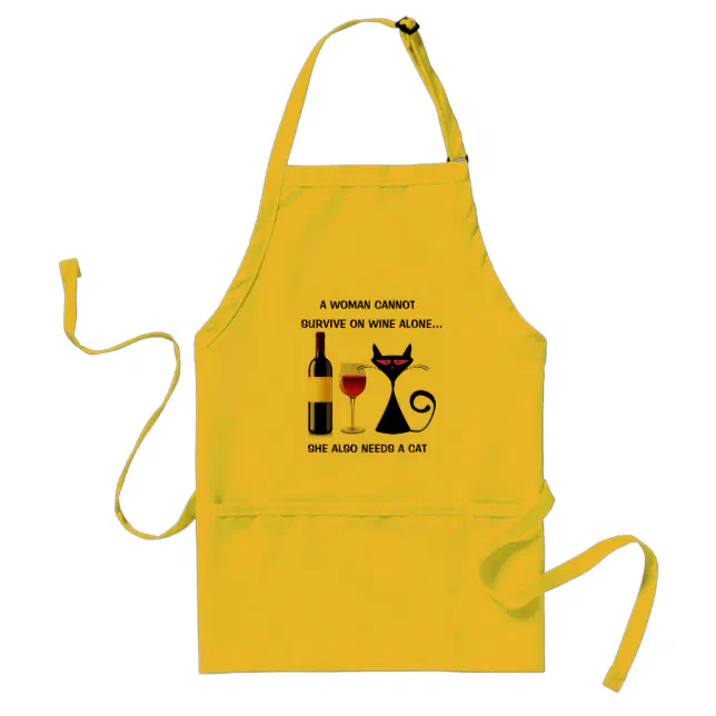 Apron with A Woman Cannot Survive on Wine Alone | Zazzle