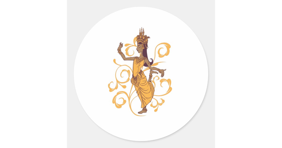 Apsara dancer classic round sticker | Zazzle