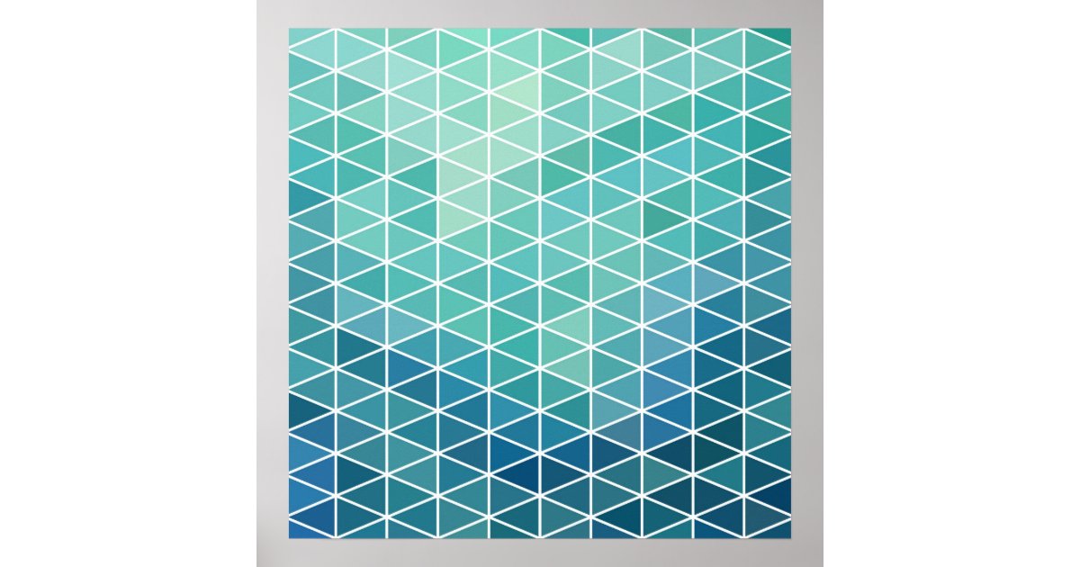 Aqua Abstract Triangles Poster | Zazzle