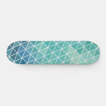 Aqua Abstract Triangles Skateboard | Zazzle