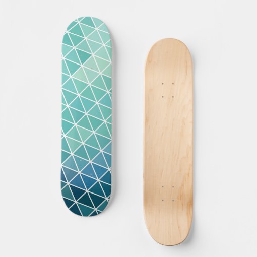 Aqua Abstract Triangles Skateboard | Zazzle