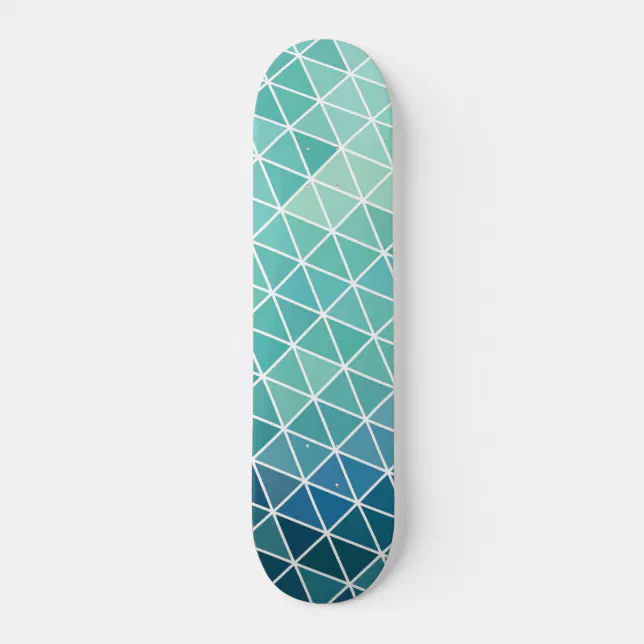 Aqua Abstract Triangles Skateboard | Zazzle