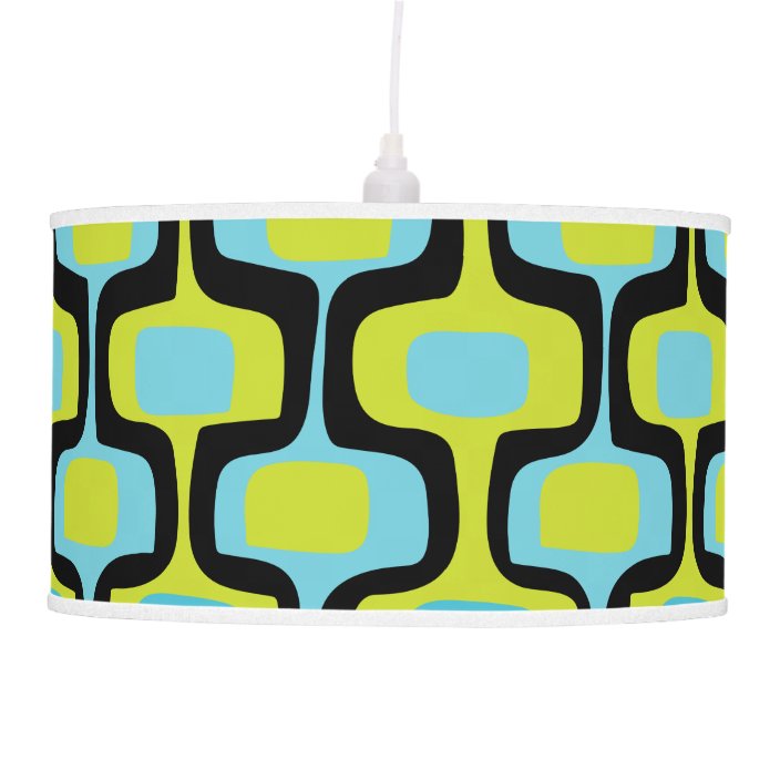 Aqua and Chartreuse Mid-Century Modern Pattern Ceiling Lamp | Zazzle.com