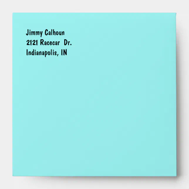 Aqua and Checkerboard Race Car Invitation Envelope | Zazzle