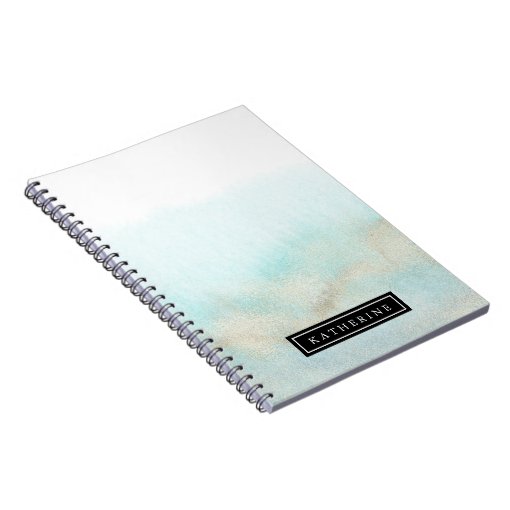 Aqua and Gold Beach Personalized Spiral Notebook | Zazzle