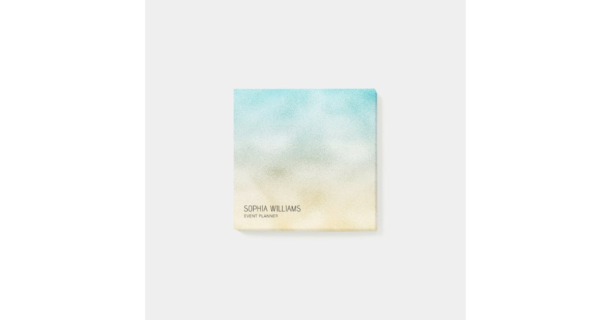 Aqua and Gold Ombre Foil Post-it Notes | Zazzle