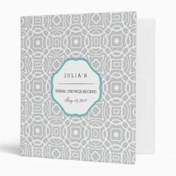 Aqua and Gray Quatrefoil Recipe 3 Ring Binder | Zazzle