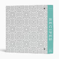Aqua and Gray Quatrefoil Recipe 3 Ring Binder | Zazzle