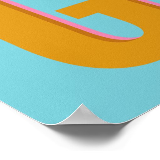 Aqua and Mustard Retro Typography Monogram Initial Poster | Zazzle