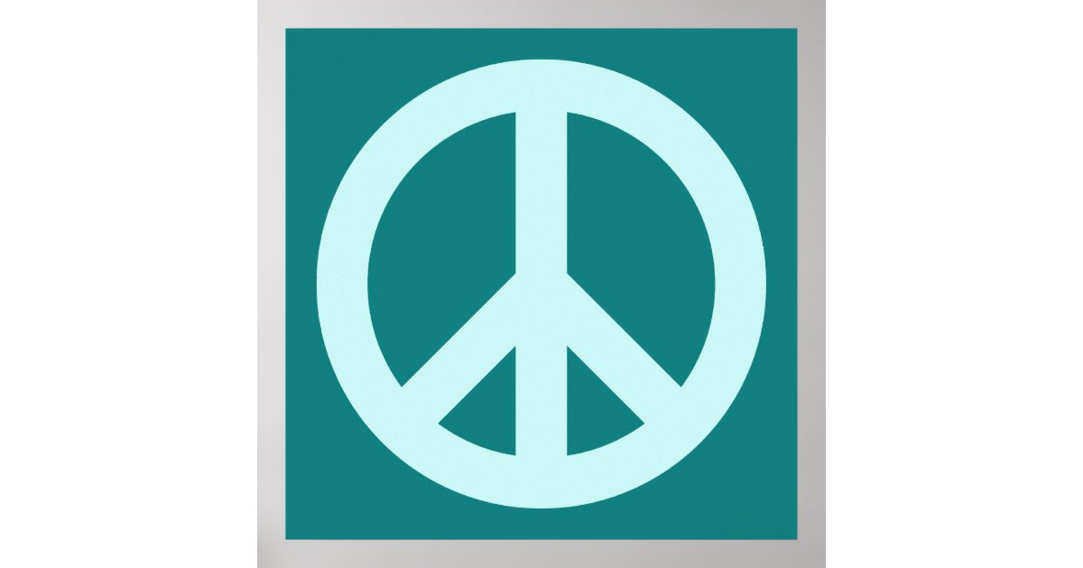 Aqua and Teal Peace Symbol Poster | Zazzle