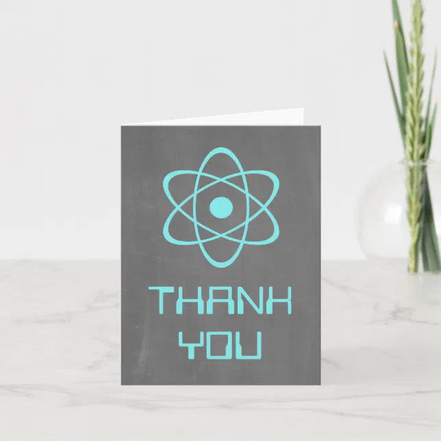 Aqua Atomic Chalkboard Thank You Card | Zazzle