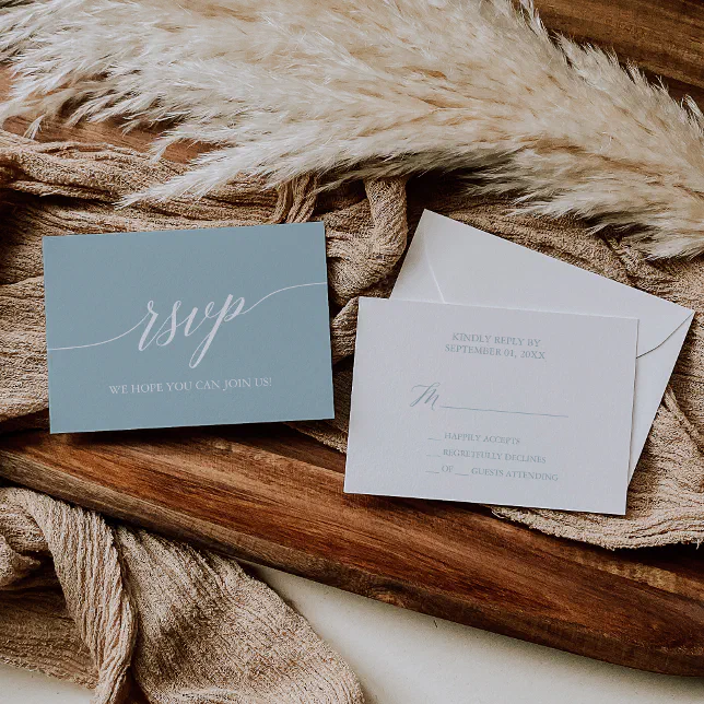 Aqua Beach Coordinate Simple RSVP Card | Zazzle