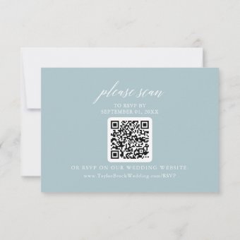 Aqua Beach Coordinate Wedding QR Code RSVP Card | Zazzle
