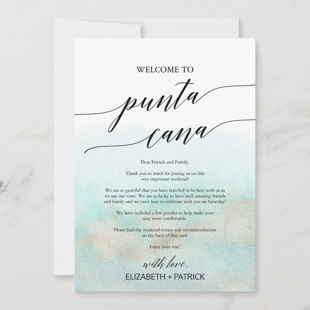 Aqua Beach Punta Cana Welcome Letter & Itinerary | Zazzle