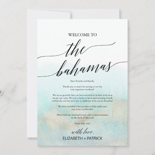 Aqua Beach The Bahamas Welcome Letter & Itinerary | Zazzle.com