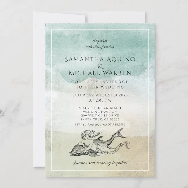Aqua Beach Wedding Invitation | Zazzle