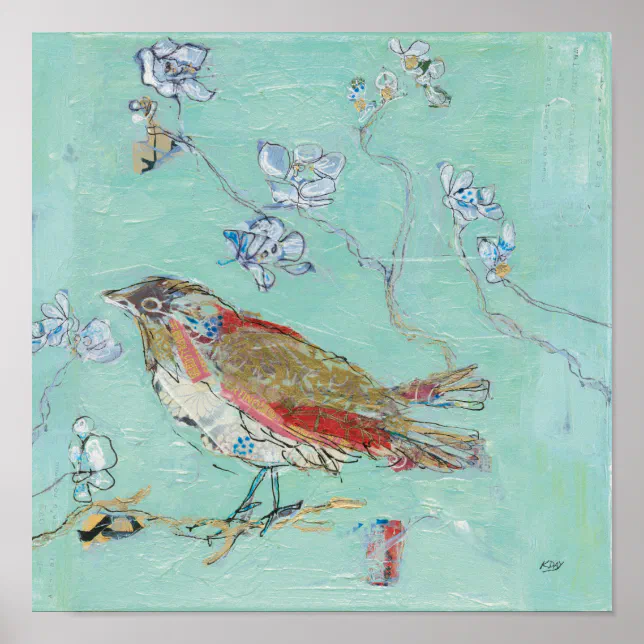 Aqua Bird Poster | Zazzle