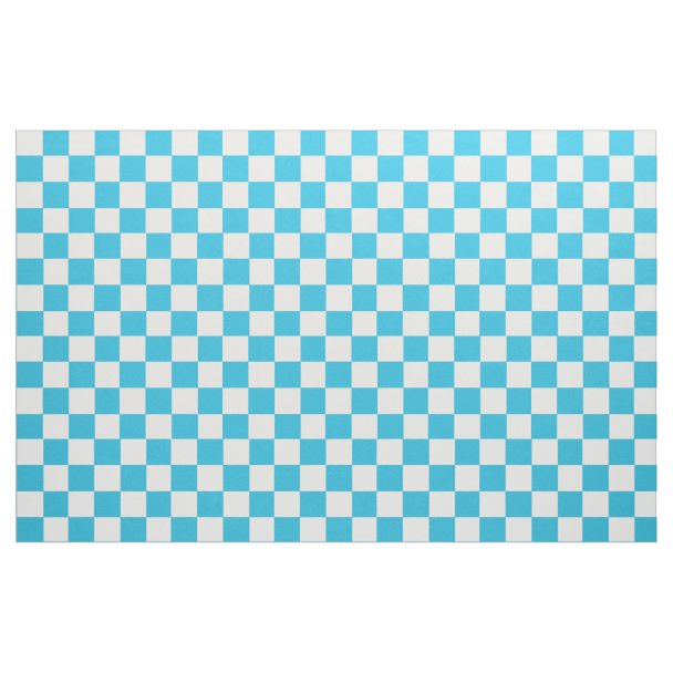 Blue white checkered pattern fabric | Zazzle