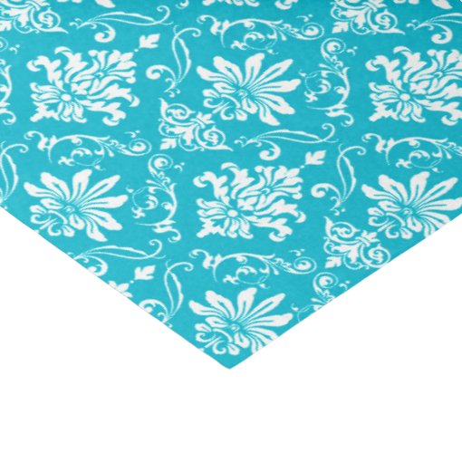 Aqua Blue and White Damask Tissue Paper | Zazzle